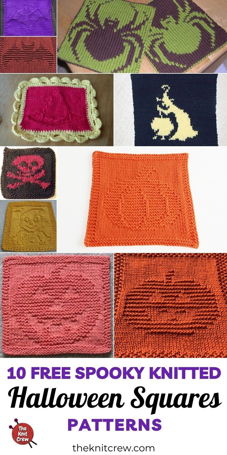 10 Free Spooky Halloween Square Knitting Patterns - The Knit Crew