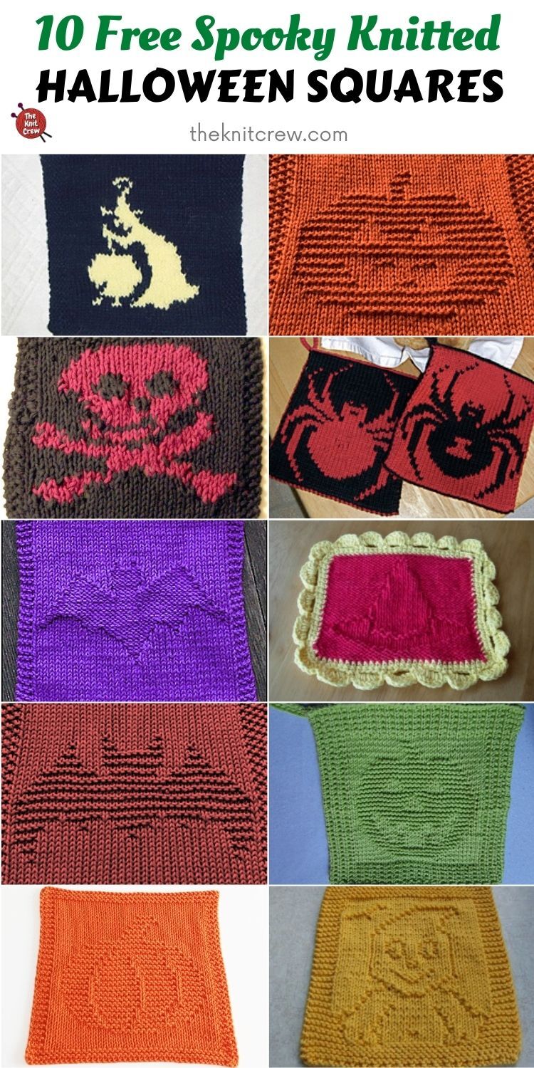 10 Free Spooky Halloween Square Knitting Patterns - The Knit Crew
