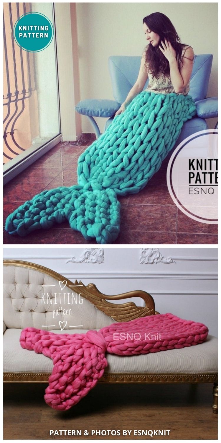 12 Knitted Mermaid Tail Patterns For Kids & Adults - The Knit Crew