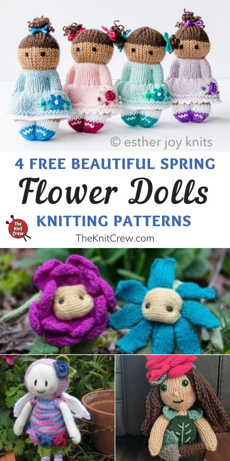 4 Free Beautiful Spring Flower Doll Knitting Patterns - The Knit Crew