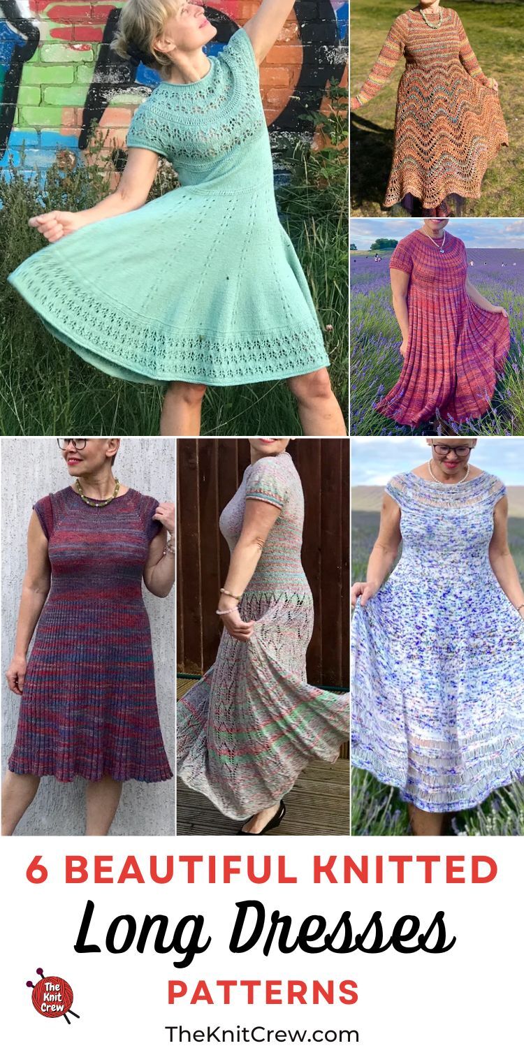 6 Beautiful Knitted Long Dress Patterns For Women - The Knit Crew