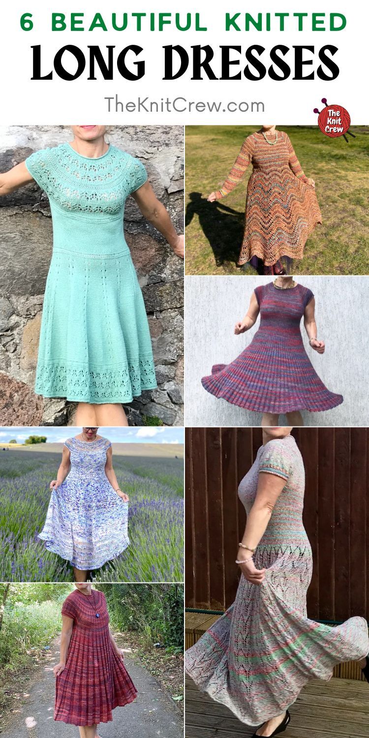 6 Beautiful Knitted Long Dress Patterns For Women - The Knit Crew