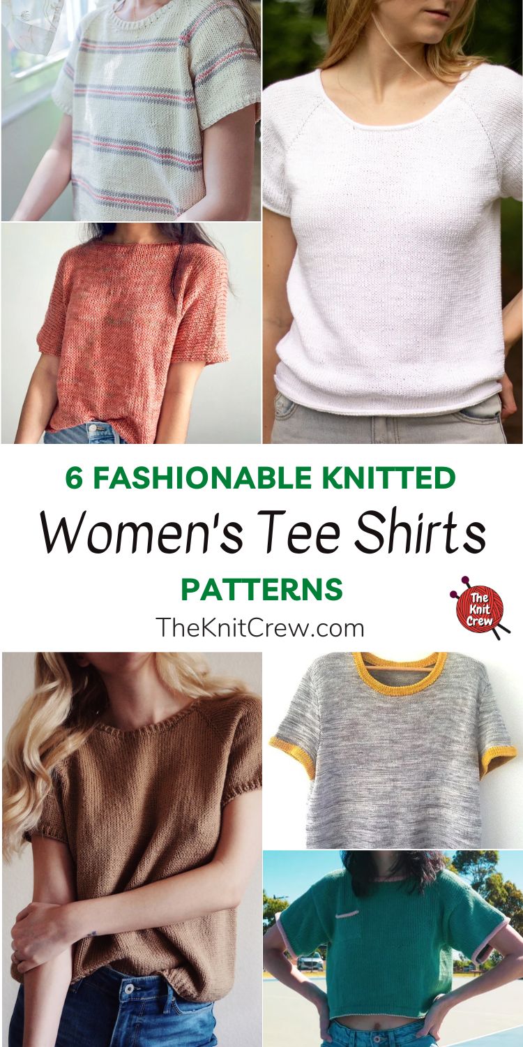 6 Fashionable Knitted Women's Tee Shirt Patterns - The Knit Crew