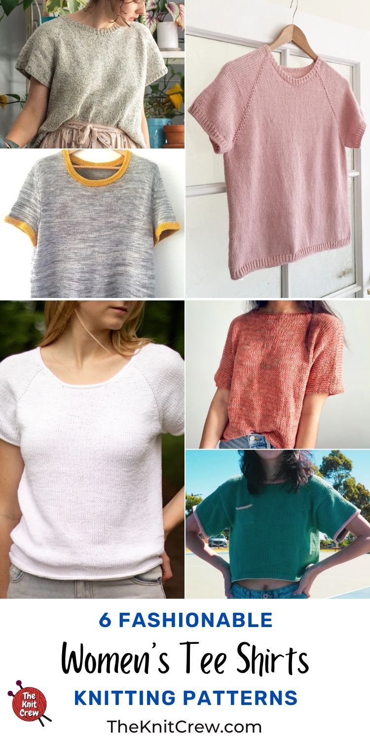 6 Fashionable Knitted Women's Tee Shirt Patterns - The Knit Crew
