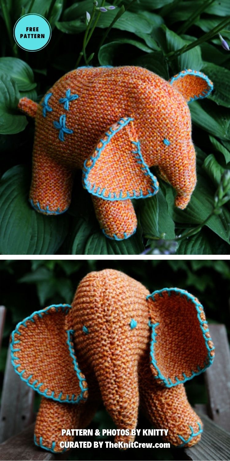 8 Free Knitted Elephant Toy Patterns For Kids - The Knit Crew