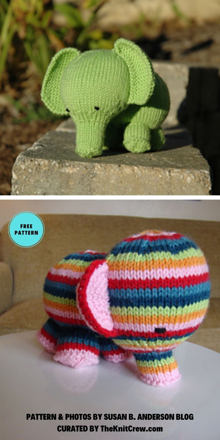 8 Free Knitted Elephant Toy Patterns For Kids - The Knit Crew