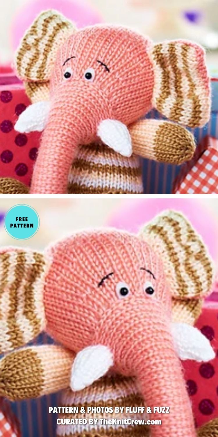 8 Free Knitted Elephant Toy Patterns For Kids - The Knit Crew