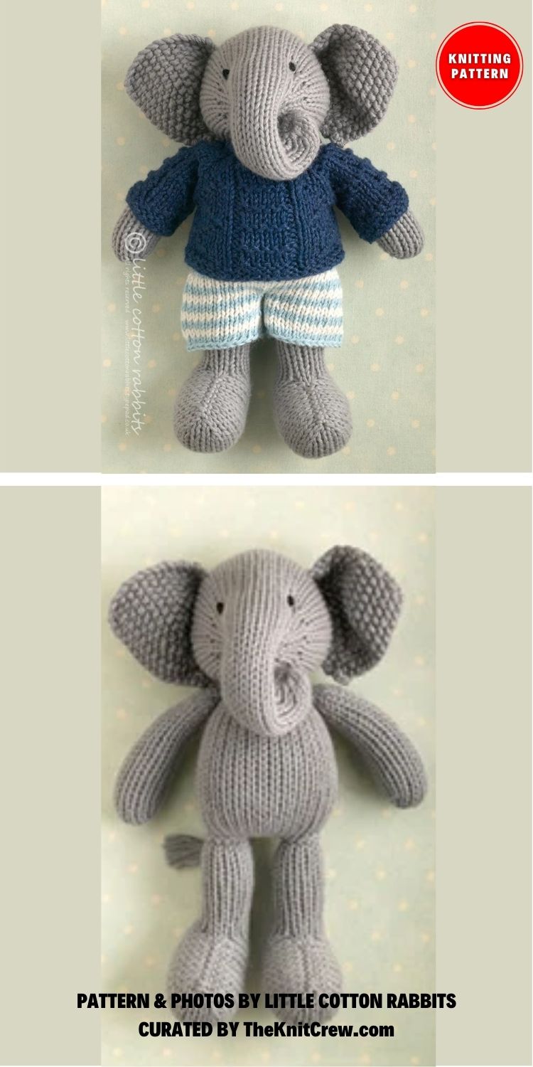 8 Cute Knitted Elephant Toy Patterns - The Knit Crew
