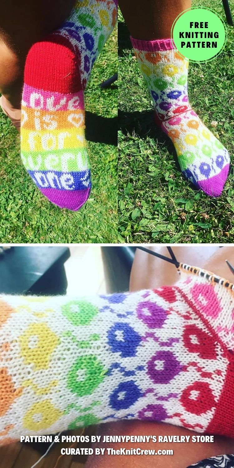 15 Warm Knitted Rainbow Socks Patterns - The Knit Crew