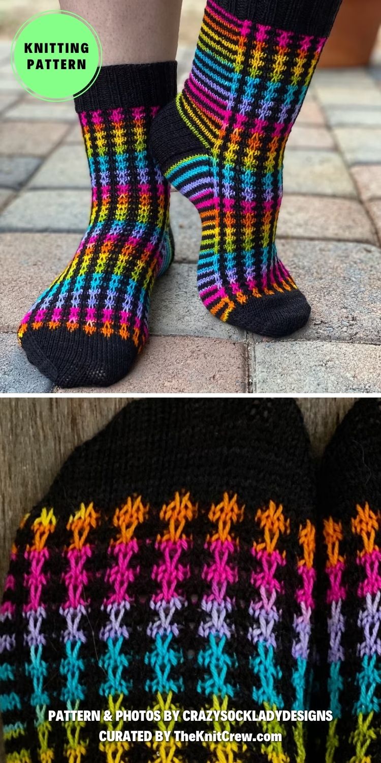 15 Warm Knitted Rainbow Socks Patterns - The Knit Crew
