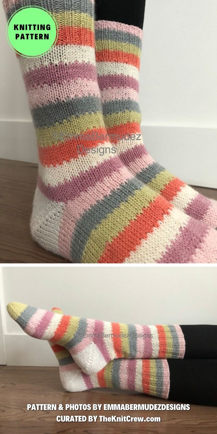 15 Warm Knitted Rainbow Socks Patterns - The Knit Crew