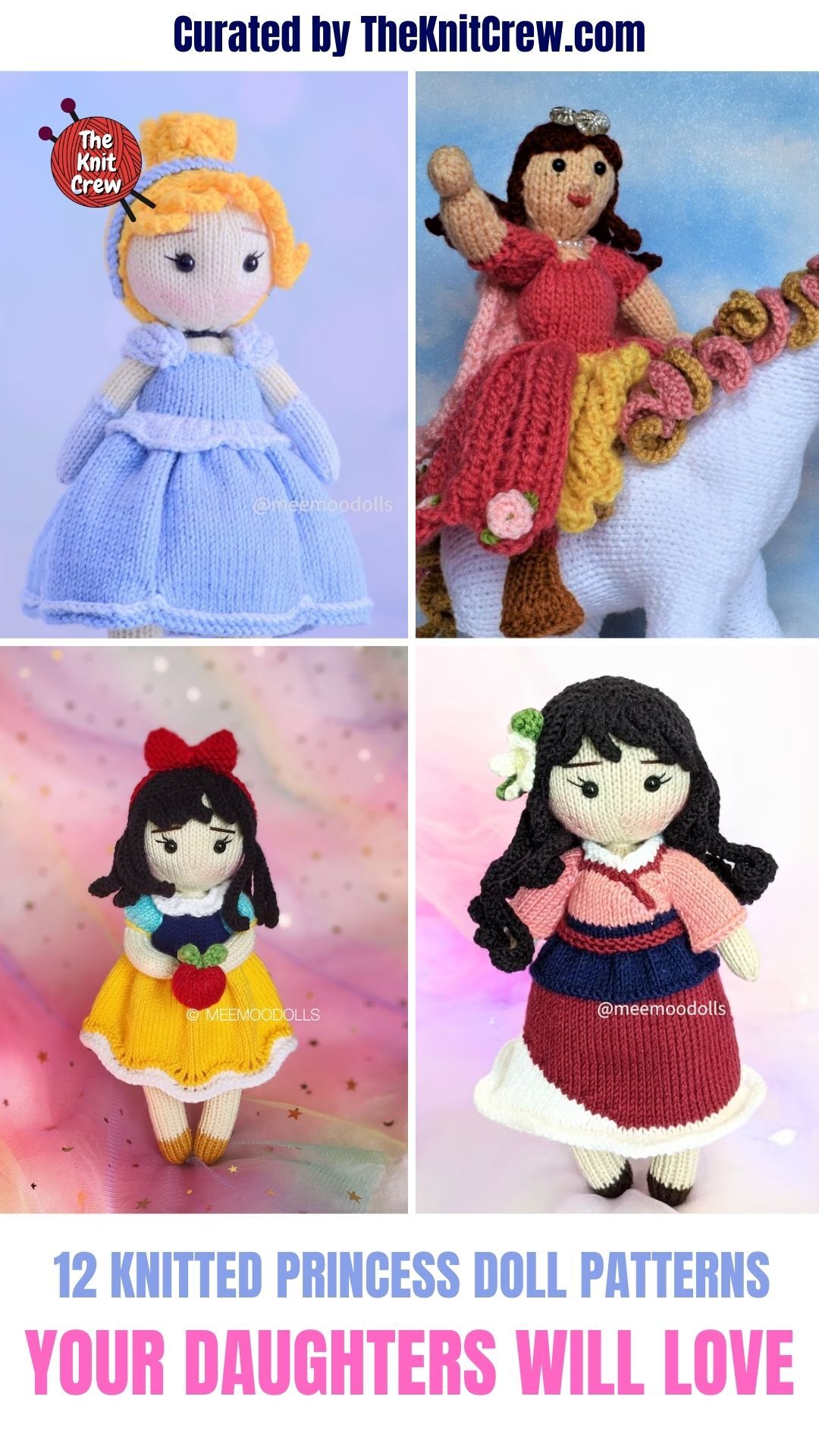 12 Knitted Princess Doll Patterns Your Daughters Will Love - The Knit Crew